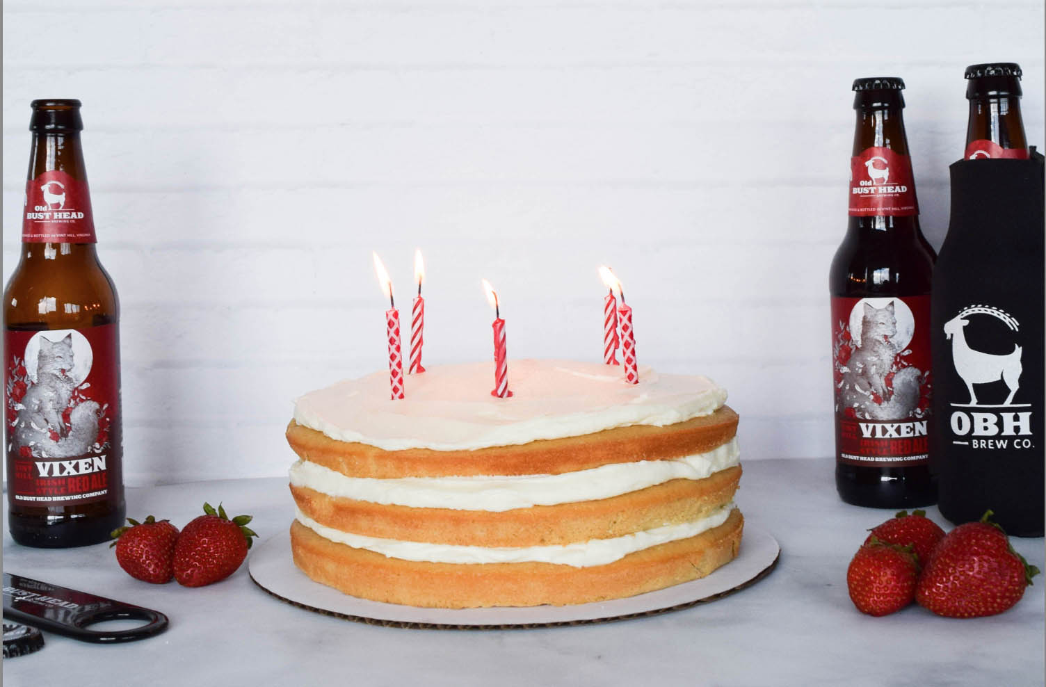 Strawberry and Red Ale Cake with Vixen Irish-Style Red Ale | Old Bust Head